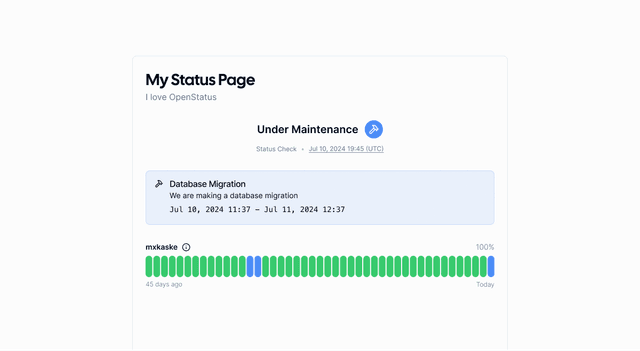 Maintenance status | openstatus