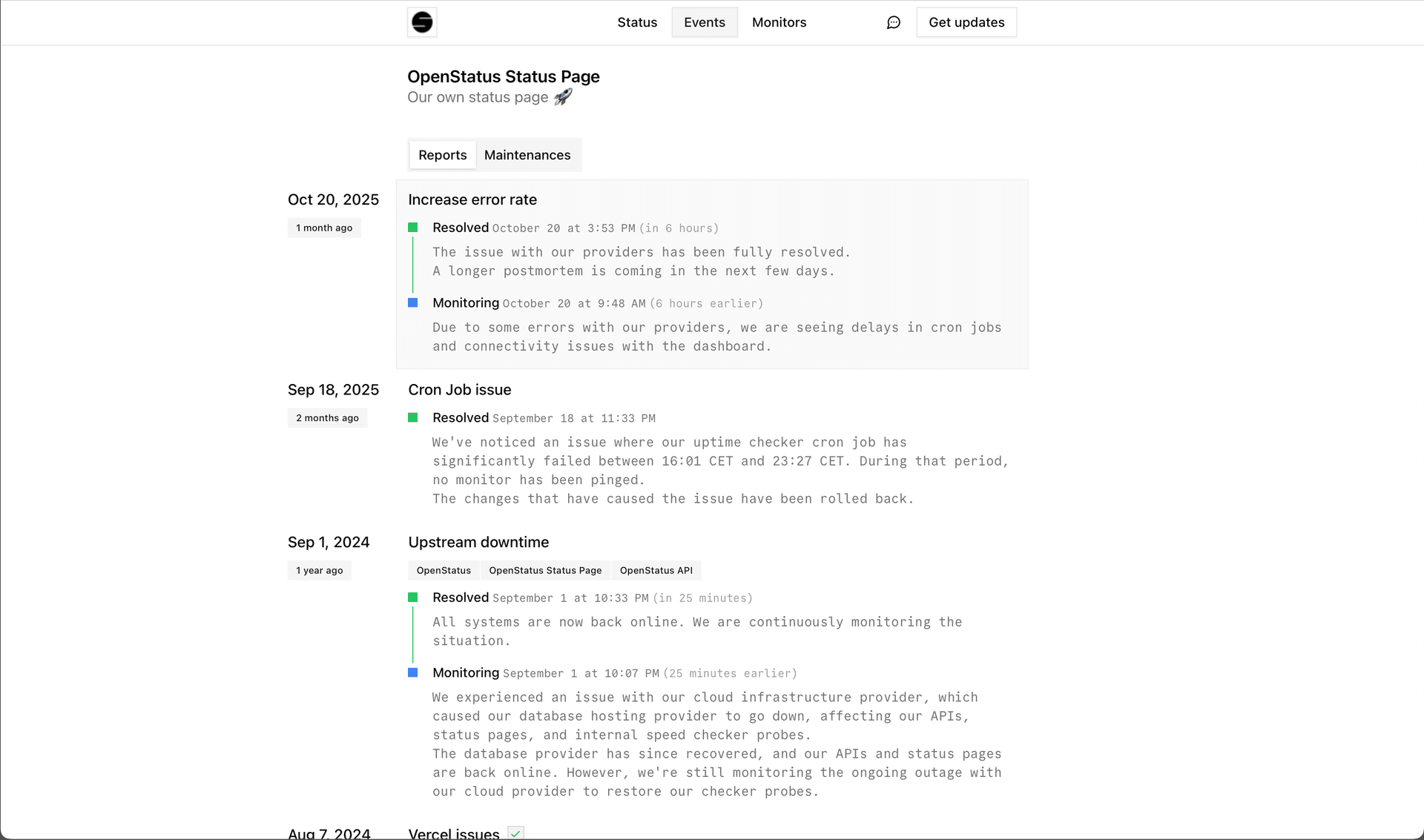 Status Page | openstatus