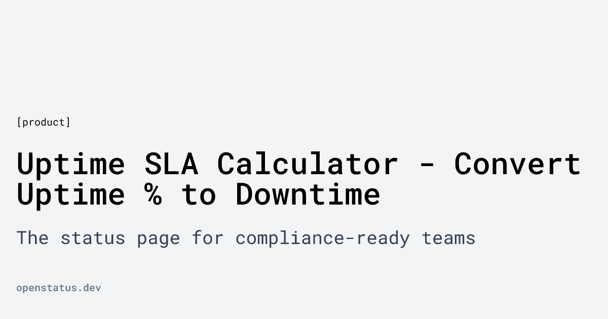 Uptime SLA Calculator - Convert Uptime % to Downtime | openstatus